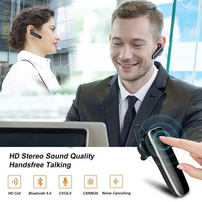 Bluetooth Earpiece Hands-free Wireless Headset New Bee Noise Cancelling ...